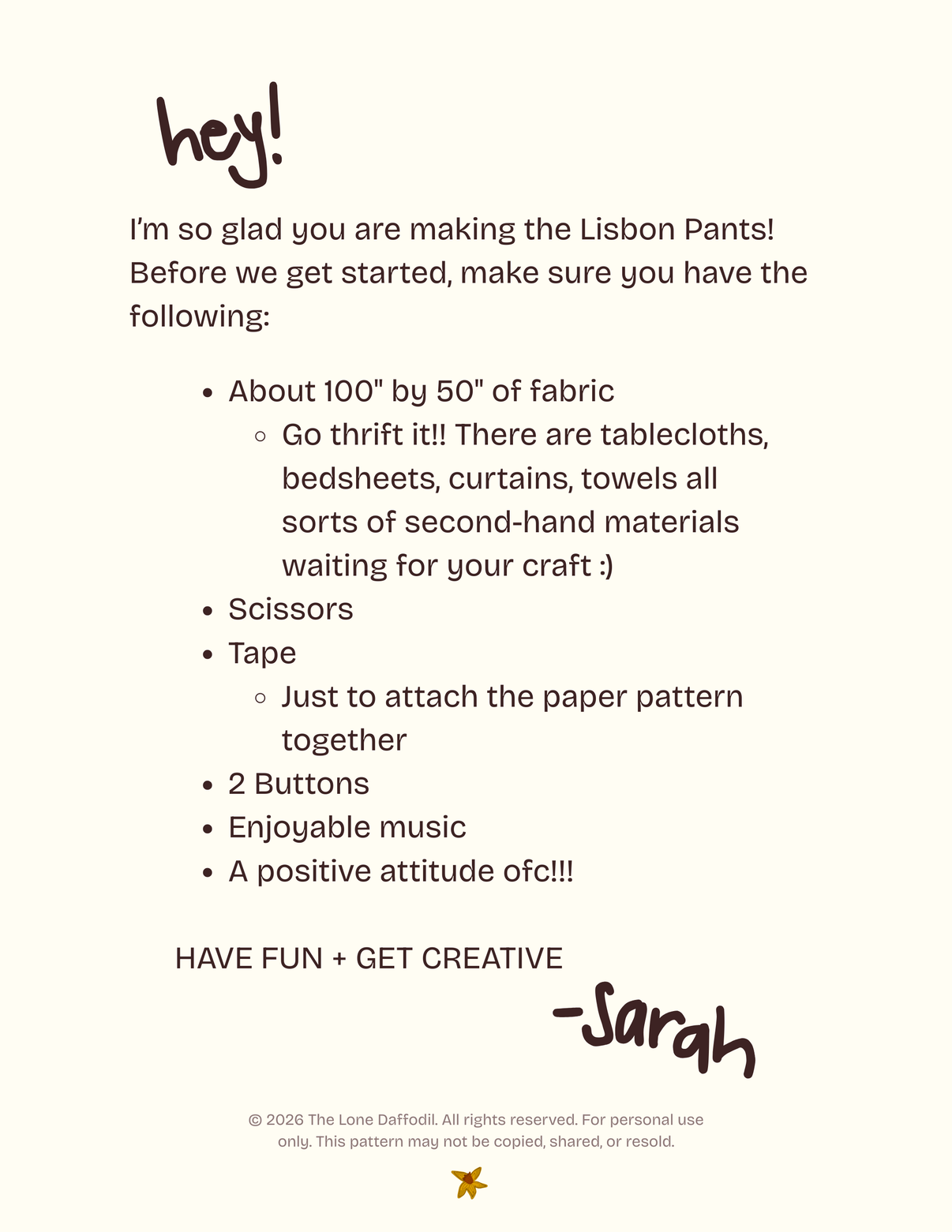 Lisbon Pant Digital Sewing Pattern – The Lone Daffodil